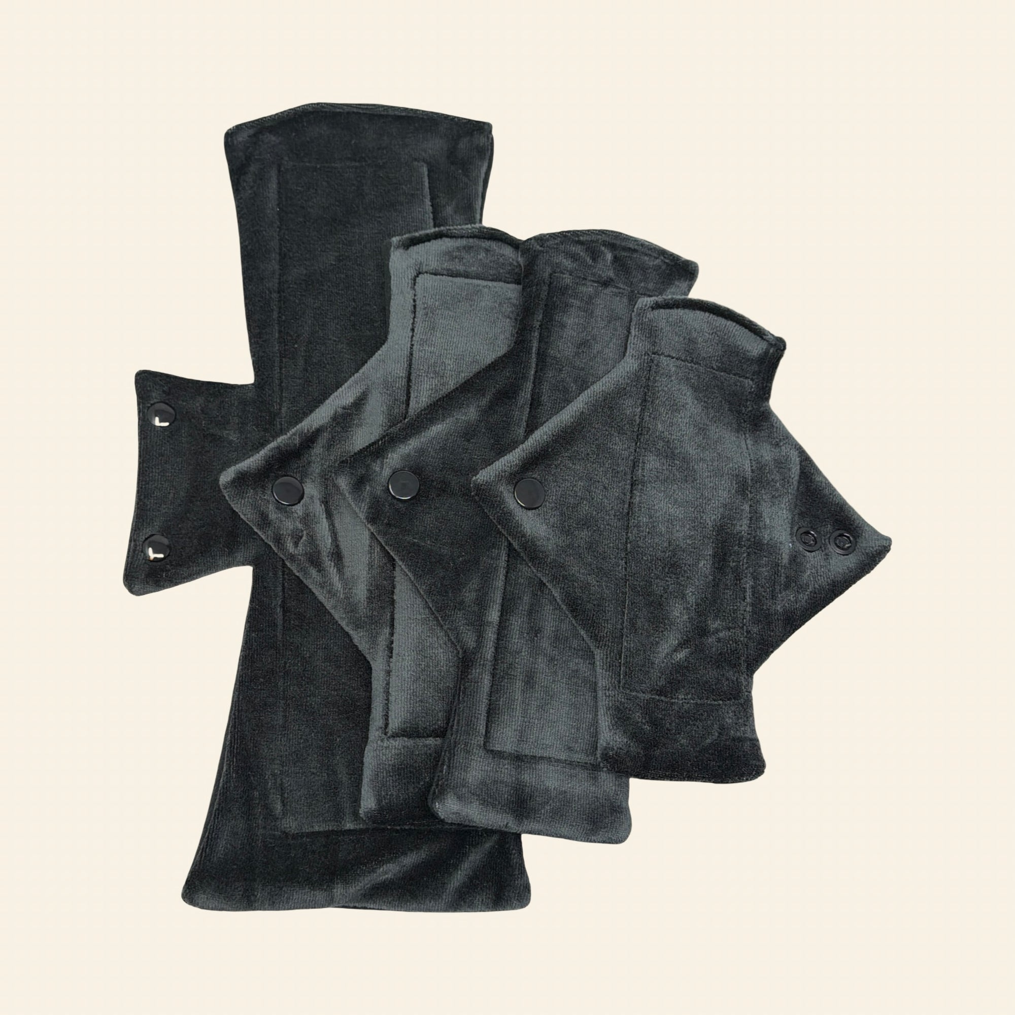 Solid Jet Black Bamboo Starter Set Size Sampler – Tree Hugger Cloth Pads